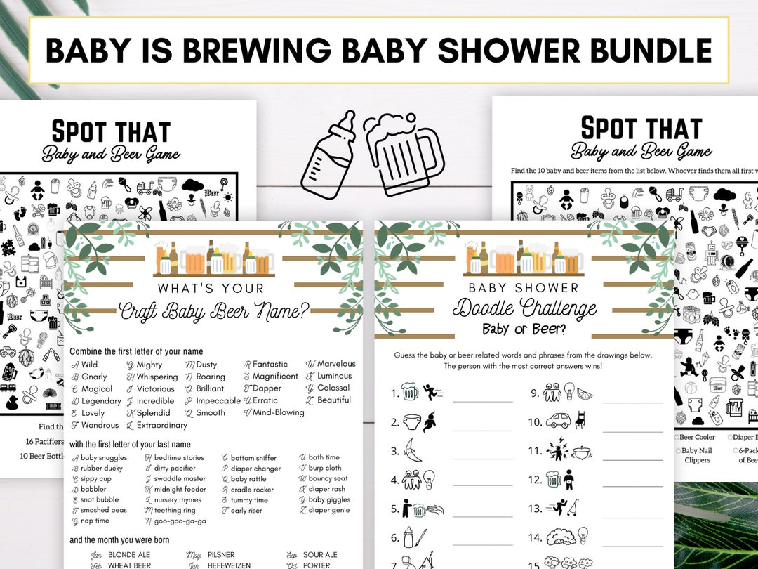 A Baby is Brewing Baby Shower Game Bundle, Co Ed Baby Shower Games ...