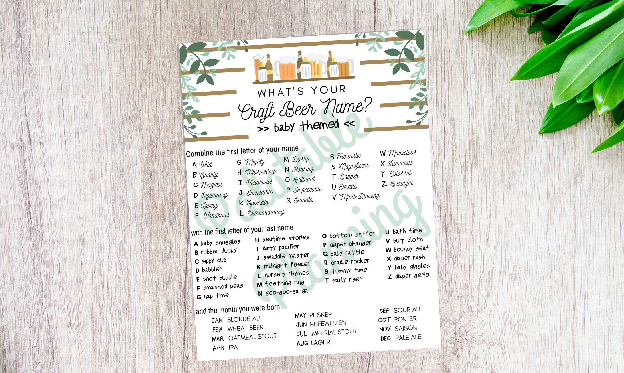 What's Your Baby Themed Craft Beer Name Baby Shower Game - Etsy Canada