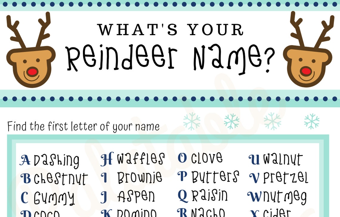 What's Your Reindeer Name? Christmas Game, Party Game, Holiday ...