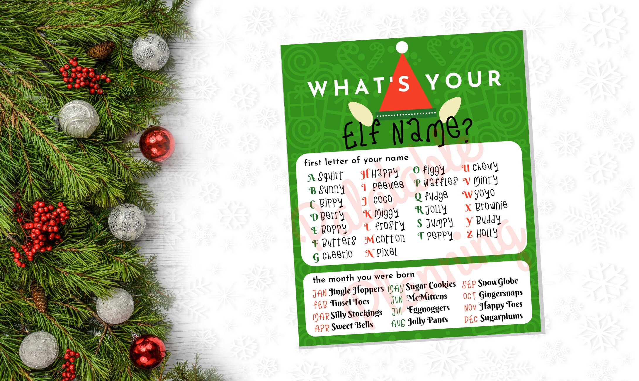 What's Your Elf Name? Christmas Game, Holiday Party Game, Holiday ...
