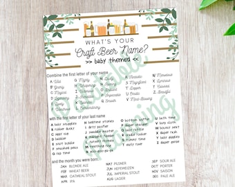 Baby Shower Beer Themed Game, Party Icebreaker, Brewery Game, Beer Game ...