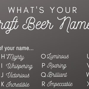 What's Your Craft Beer Name? Party Game, Birthday, Engagement Party ...