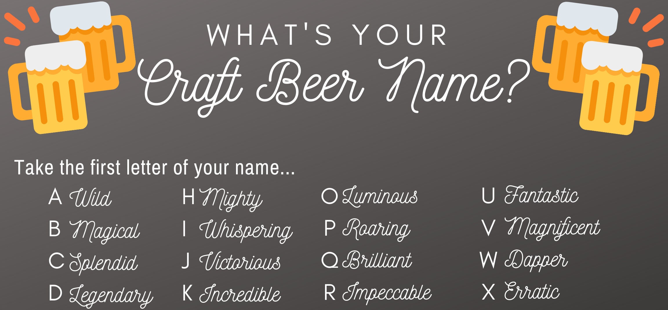 What's Your Craft Beer Name? Party Game, Birthday, Engagement Party ...