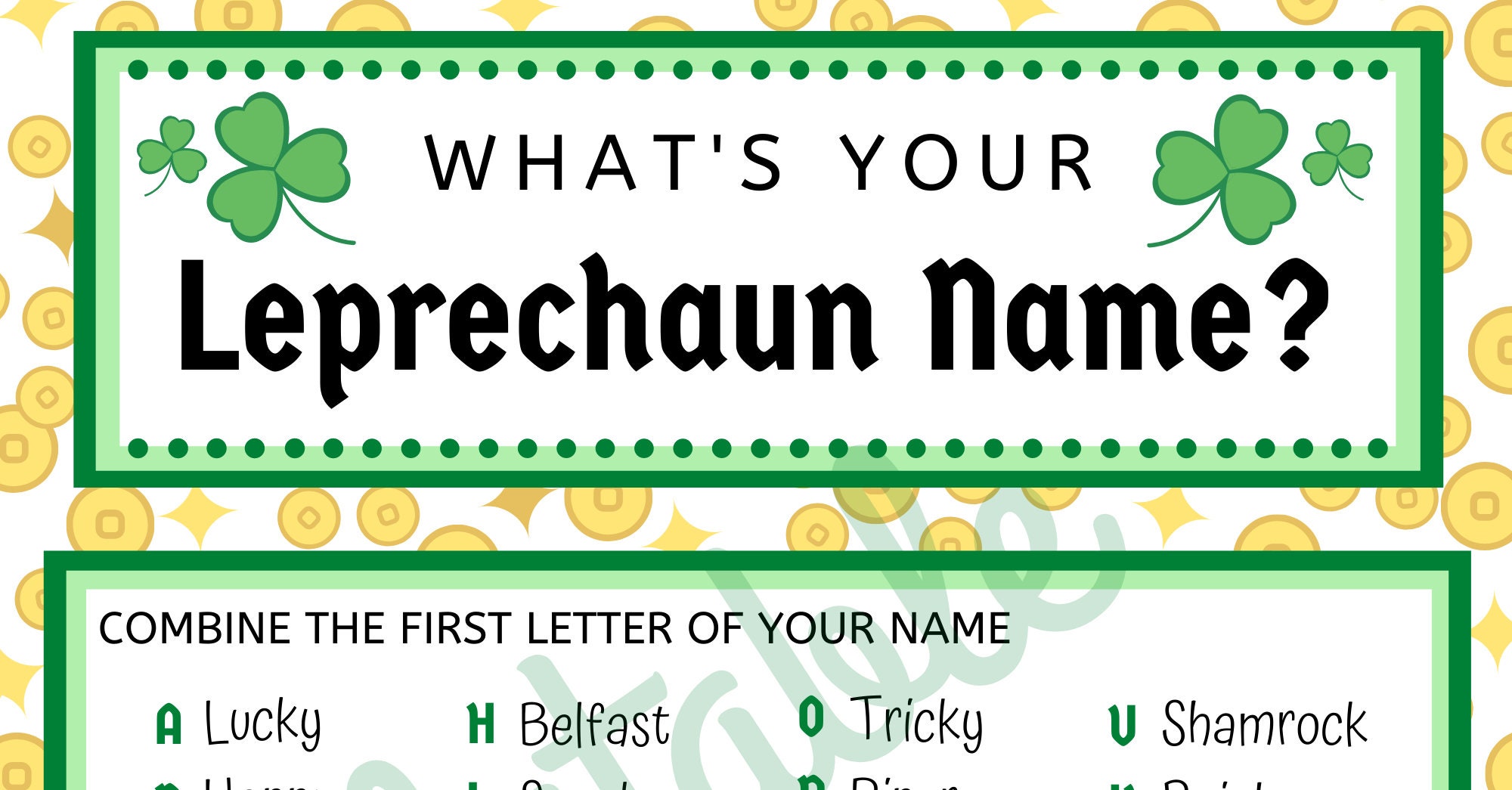 What's Your Leprechaun Name? St. Patrick's Day Theme, Printable Game ...