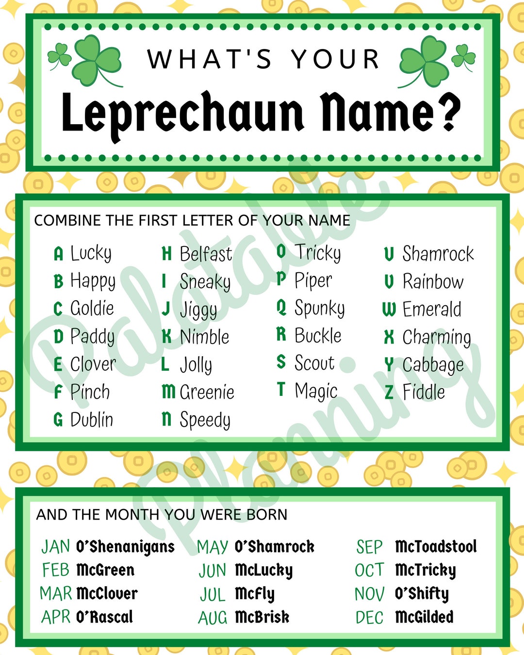 What's Your Leprechaun Name? St. Patrick's Day Theme, Printable Game ...