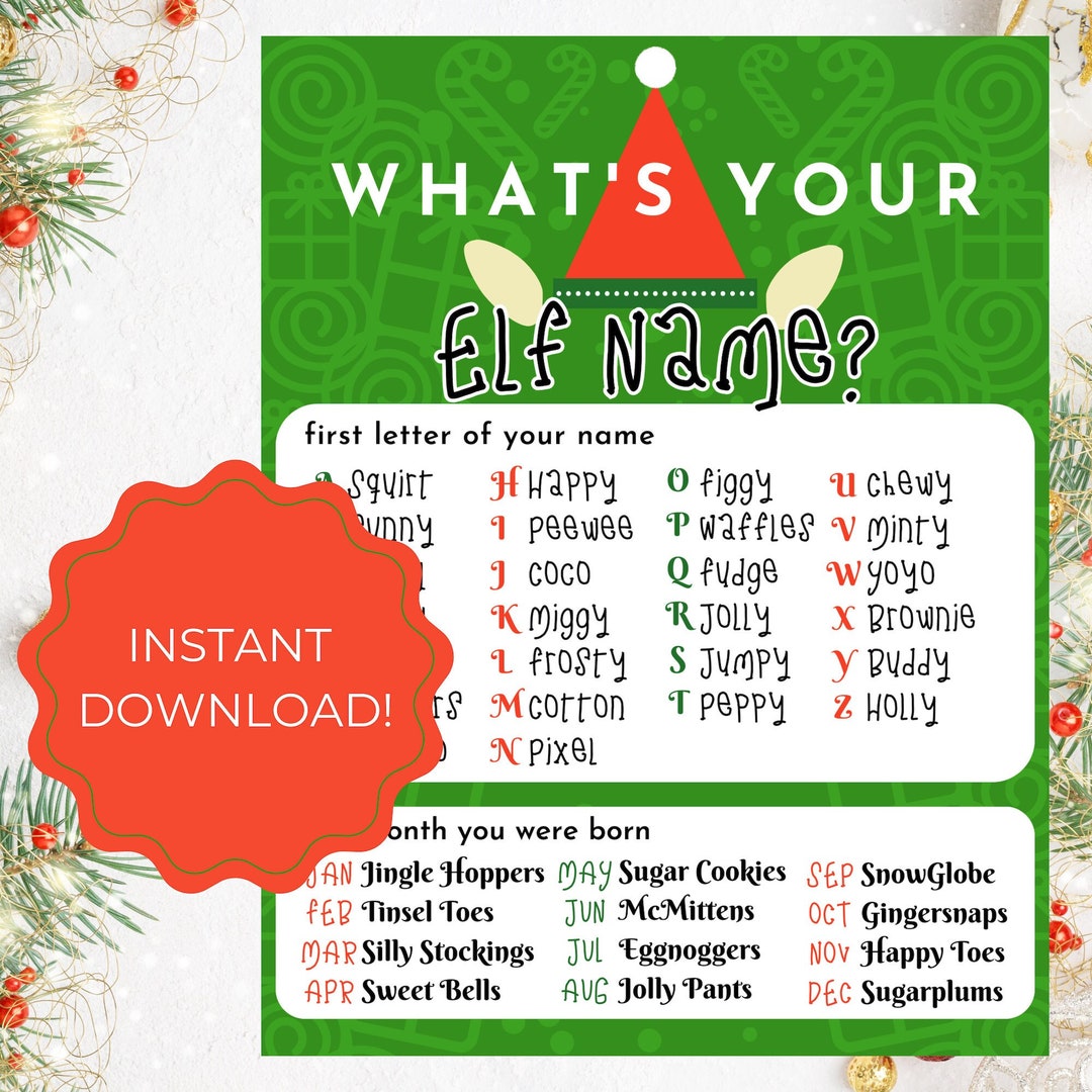 What's Your Elf Name? Christmas Game, Holiday Party Game, Holiday ...