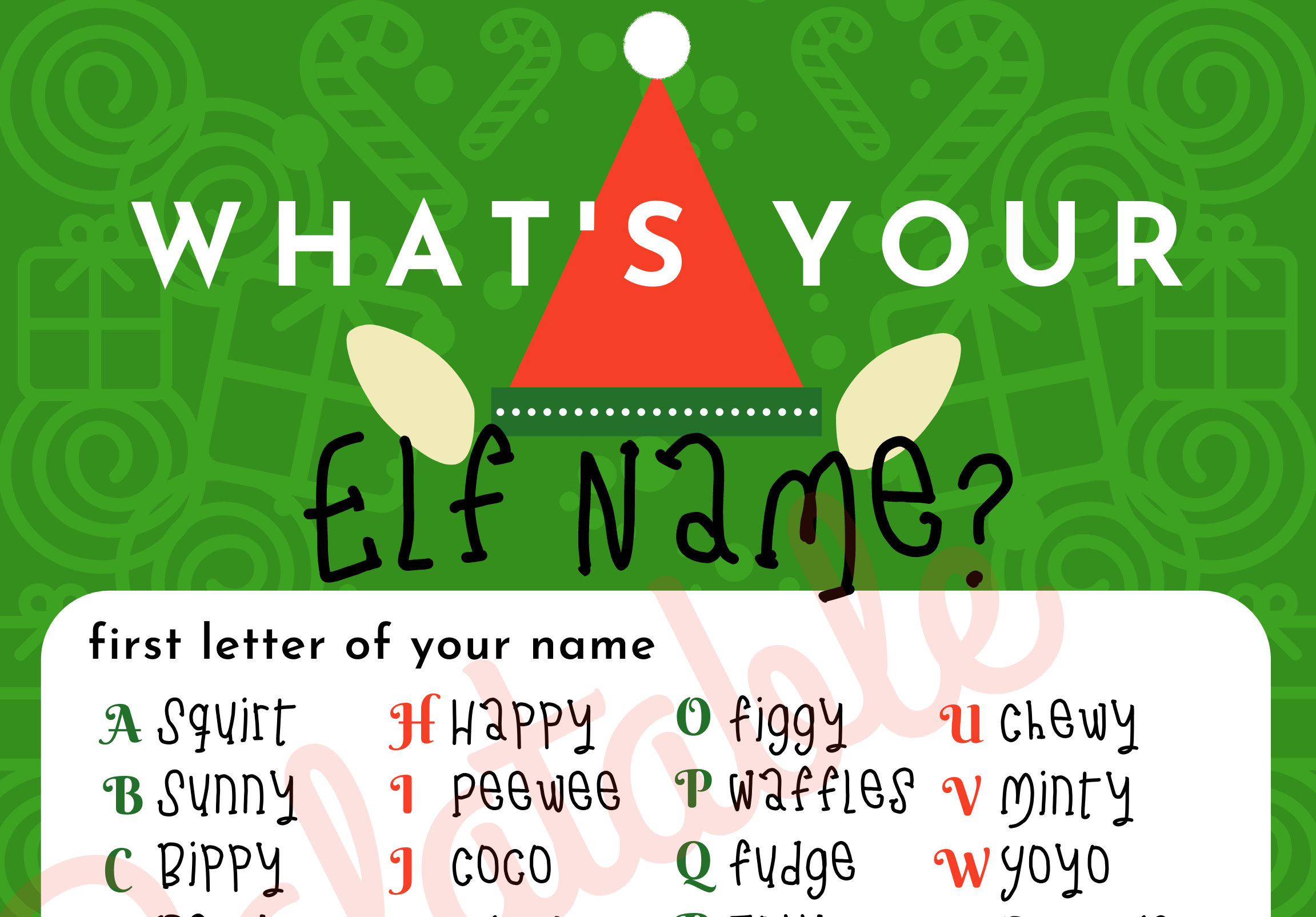 What's Your Elf Name Christmas Game, Holiday Party Game, Holiday ...