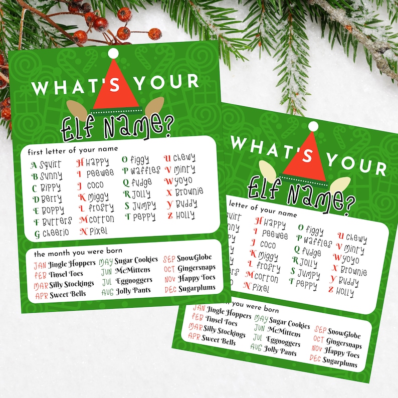 What's Your Elf Name? Christmas Game, Holiday Party Game, Holiday ...