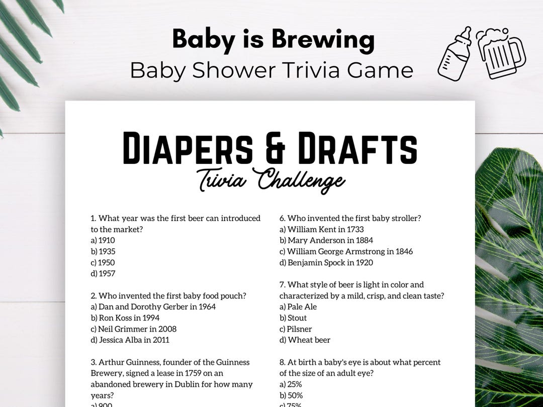 A Baby is Brewing Baby Shower Trivia Game, Coed Baby Shower Game, Baby ...