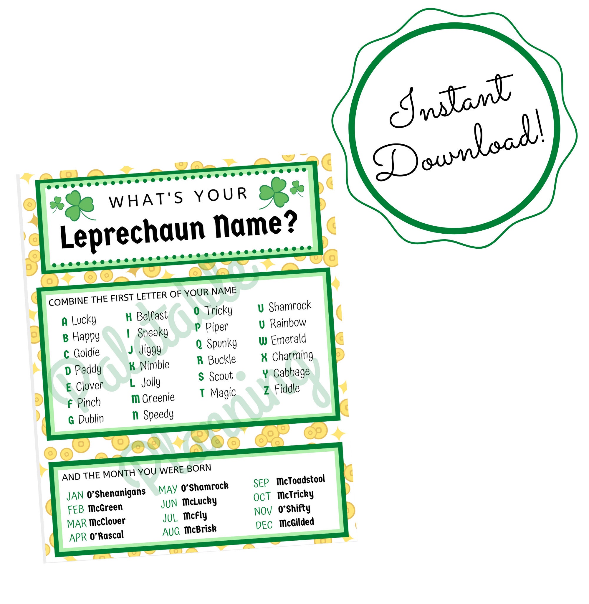 What's Your Leprechaun Name? St. Patrick's Day Theme, Printable Game ...