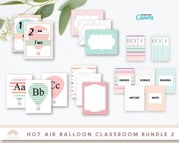 Classroom Alphabet Classroom Numbers Hot Air Balloon | Etsy