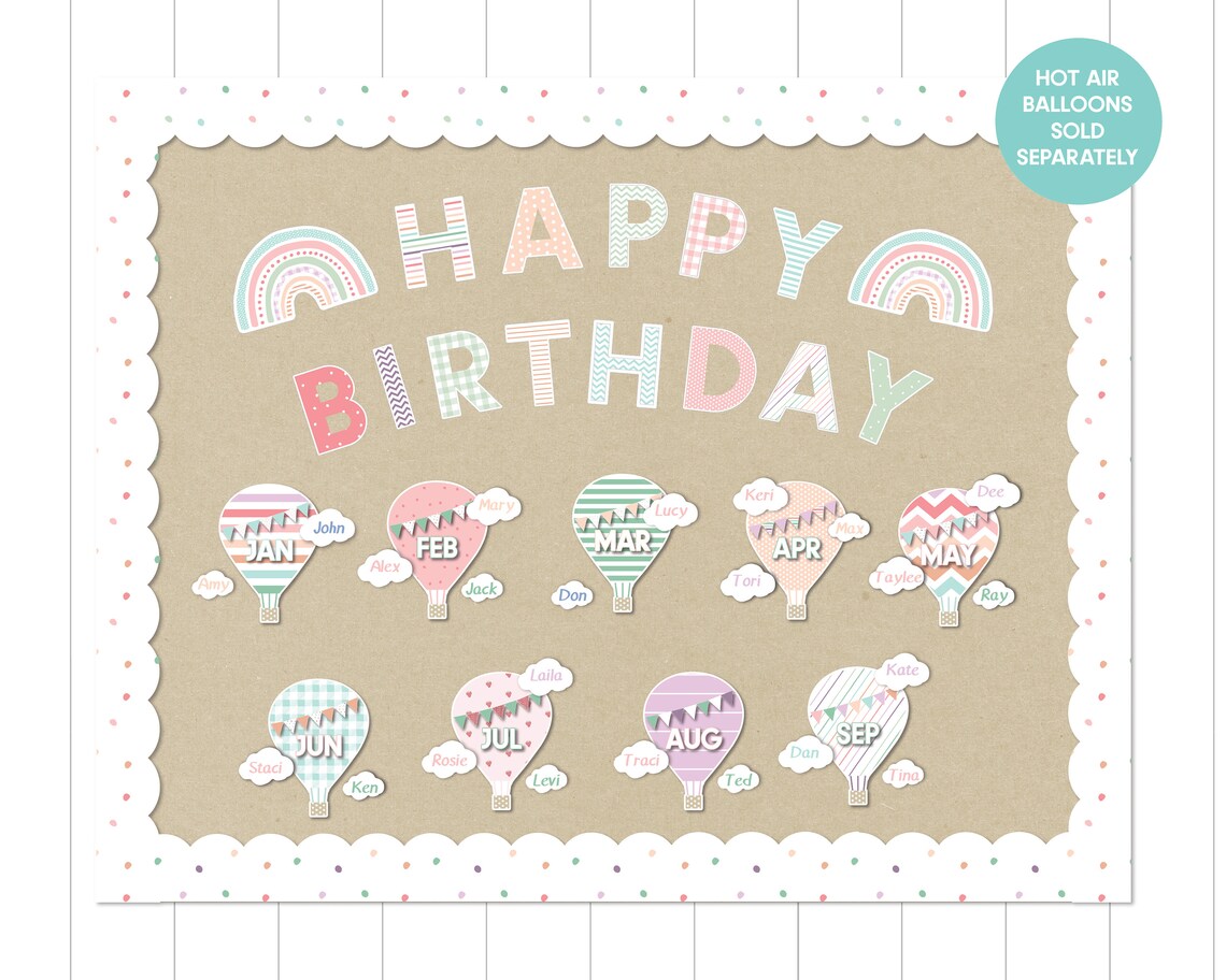 Classroom Birthday Display Hot Air Balloon Birthday Board - Etsy