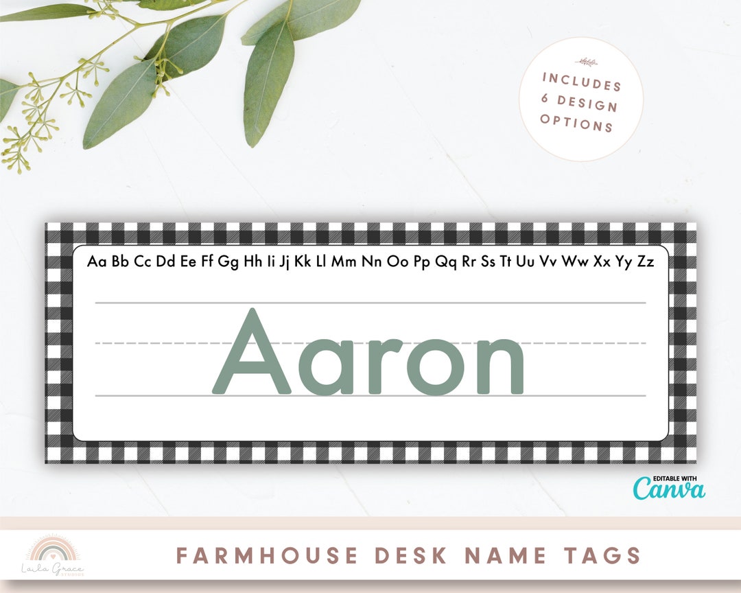 Farmhouse Classroom Name Tag, School Desk Name Tags, Farmhouse ...