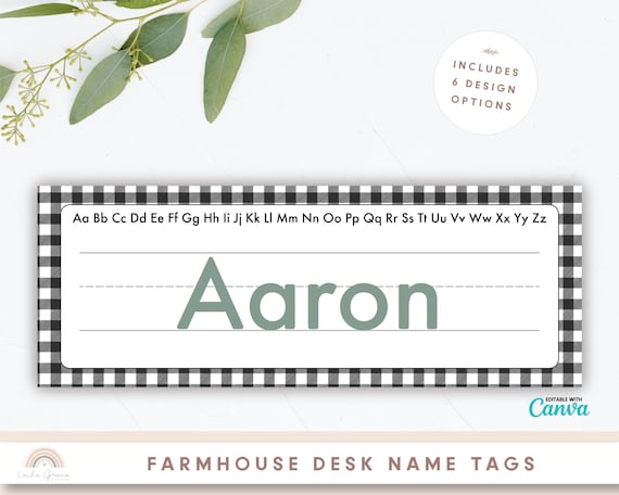Farmhouse Classroom Name Tag School Desk Name Tags Farmhouse - Etsy