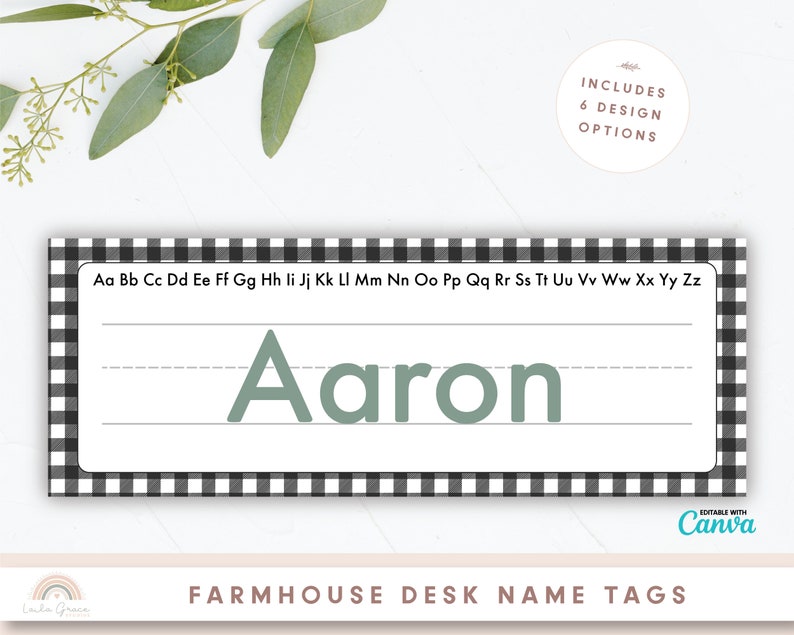 Farmhouse Classroom Name Tag, School Desk Name Tags, Farmhouse ...