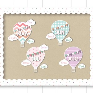 Classroom Birthday Display, Hot Air Balloon Birthday Board, Bulletin ...