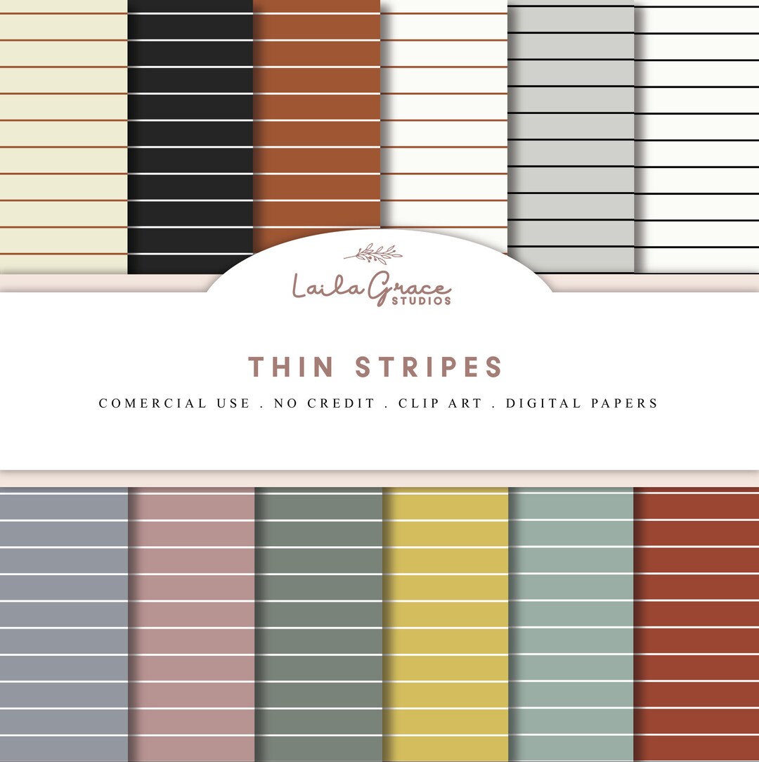 Striped Scrapbook Paper, Stripes Digital Paper, Card Making Supplies - Etsy