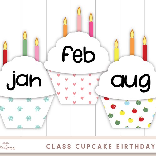 Classroom Birthday Display Cupcake Birthday Board Bulletin - Etsy