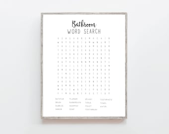 Bathroom Word Search. Bathroom Wall Art. Bathroom Wall Decor. Word ...