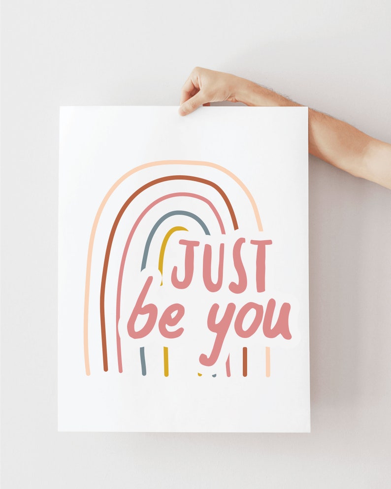 Rainbow Nursery Print, Just Be You, Inspirational Kids Room Decor (PDF ...