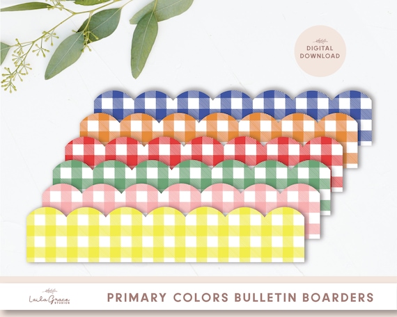 Classroom Bulletin Board Boarder Buffalo Plaid Primary Colors | Etsy