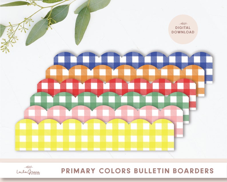 Classroom Bulletin Board Boarder Buffalo Plaid Primary Colors, Bulletin ...