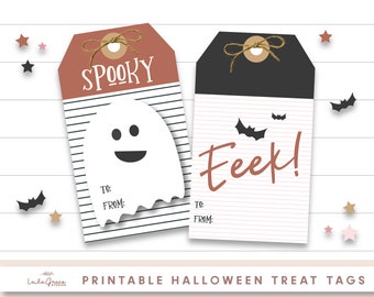 Halloween Treat Bag Tags Ghost Favor Tags Pink Halloween - Etsy