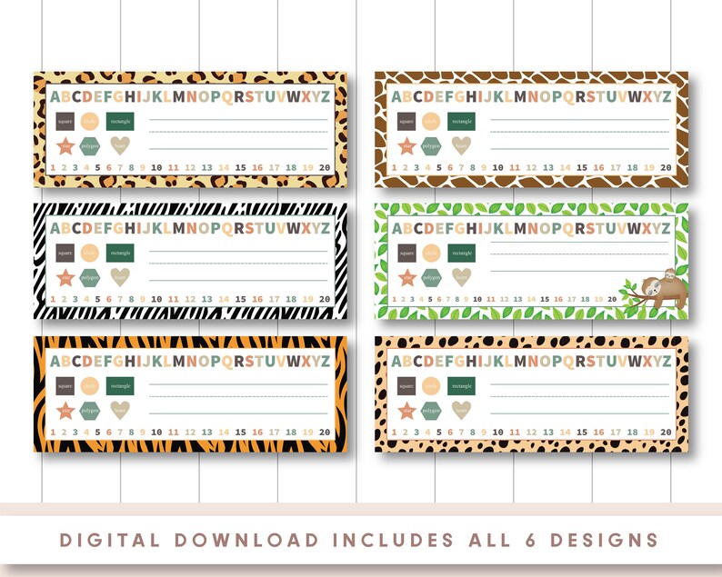 School Desk Name Tags Safari Jungle Themed Back to School - Etsy