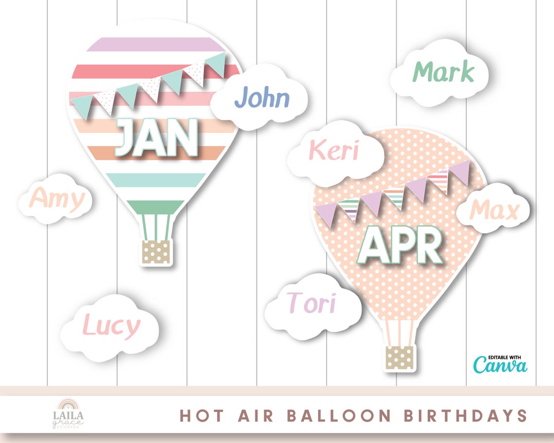 Classroom Birthday Display, Hot Air Balloon Birthday Board, Bulletin ...