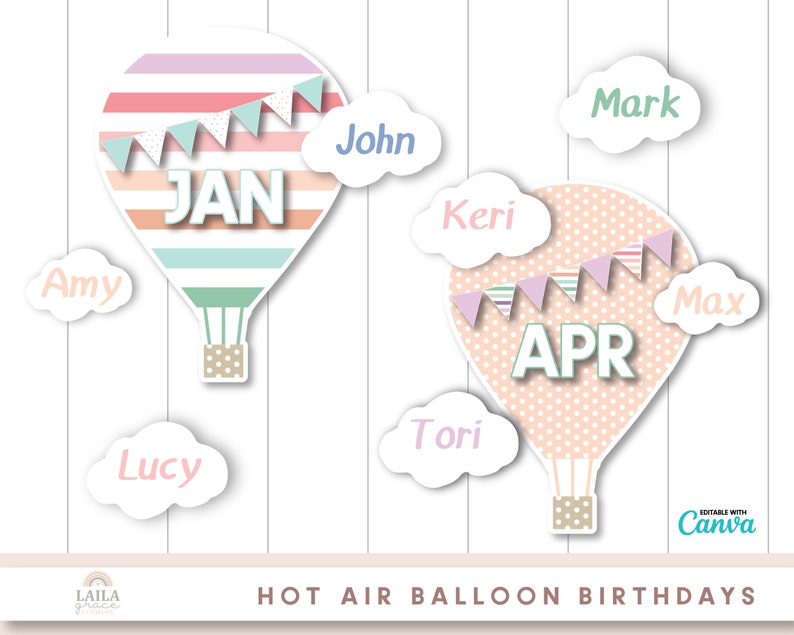 Classroom Birthday Display, Hot Air Balloon Birthday Board, Bulletin ...