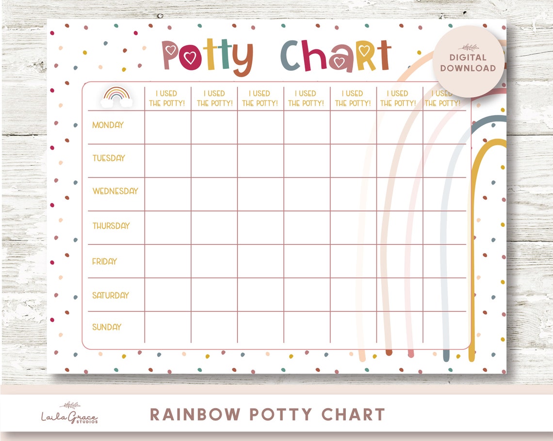 Rainbow Potty Training Chart for Toddlers (digital Download) - Etsy