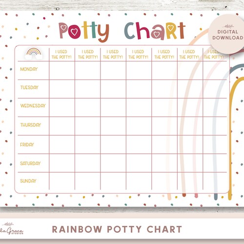 Rainbow Potty Training Chart Potty Chart for Girls Potty - Etsy