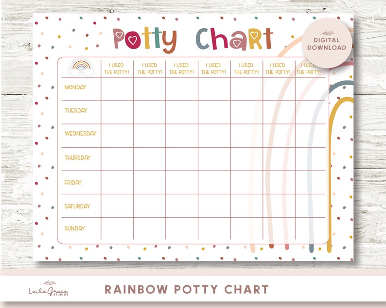 Rainbow Potty Training Chart, Potty Chart for Girls, Potty Training ...