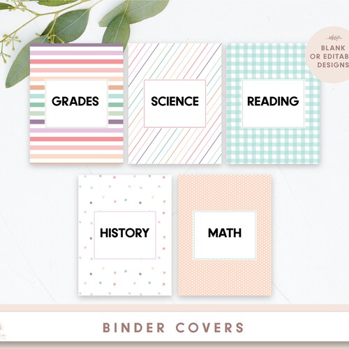 Binder Cover Printable Editable Rainbow Stripes Theme - Etsy