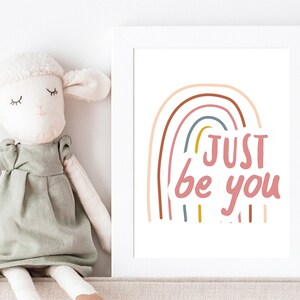 Just Be You Sign, Inspirational Wall Art for Girls, Rainbow Nursery ...