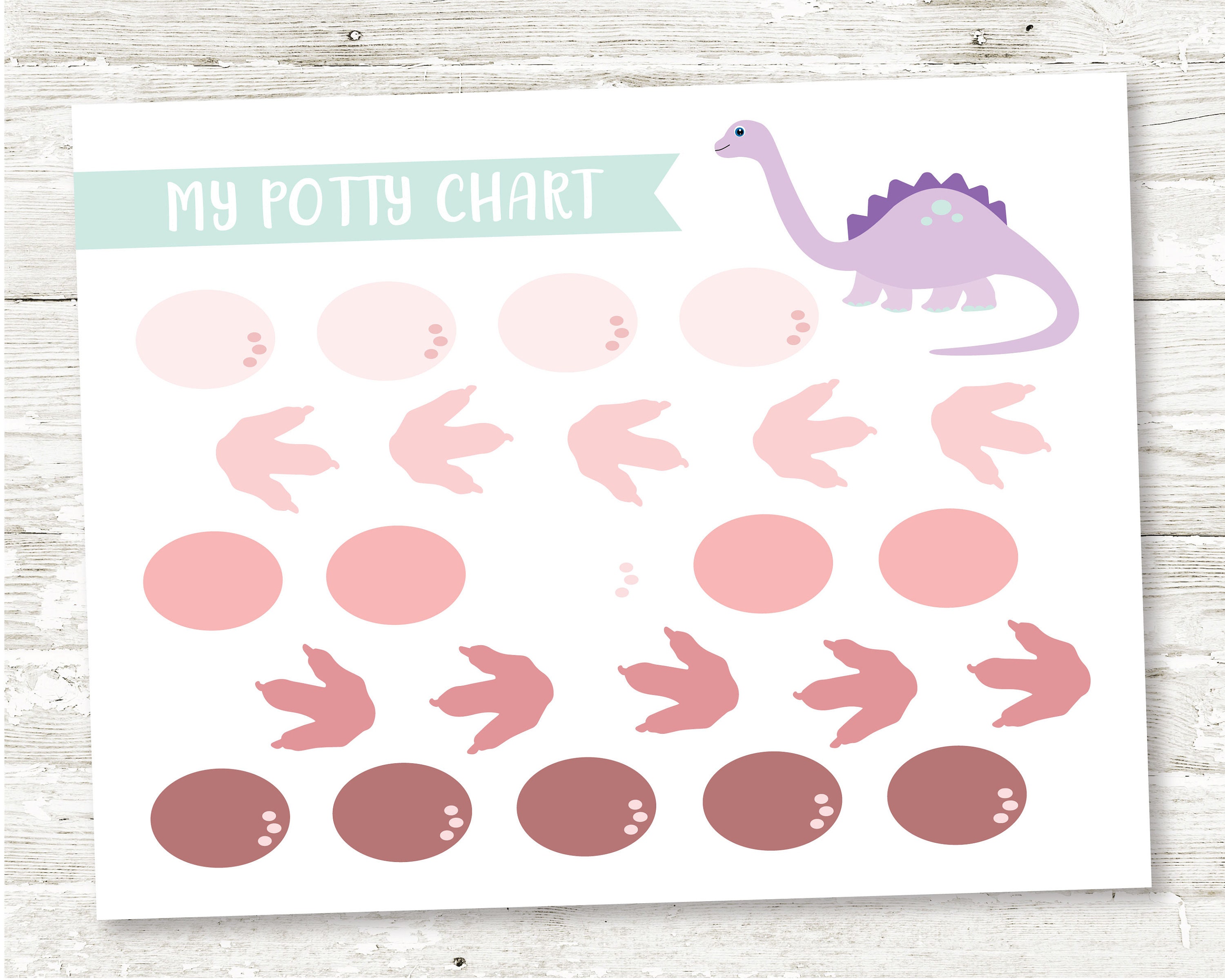 Dinosaur Potty Training Chart Potty Chart for Girls Potty - Etsy