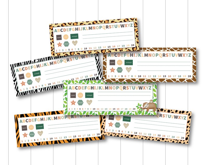 School Desk Name Tags Safari Jungle Themed Back to School - Etsy
