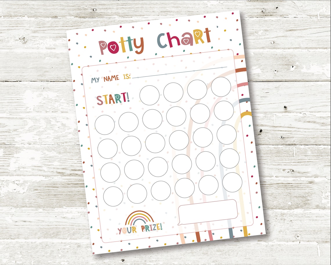Kids Potty Chart, Printable Potty Chart for Girls, Potty Training ...