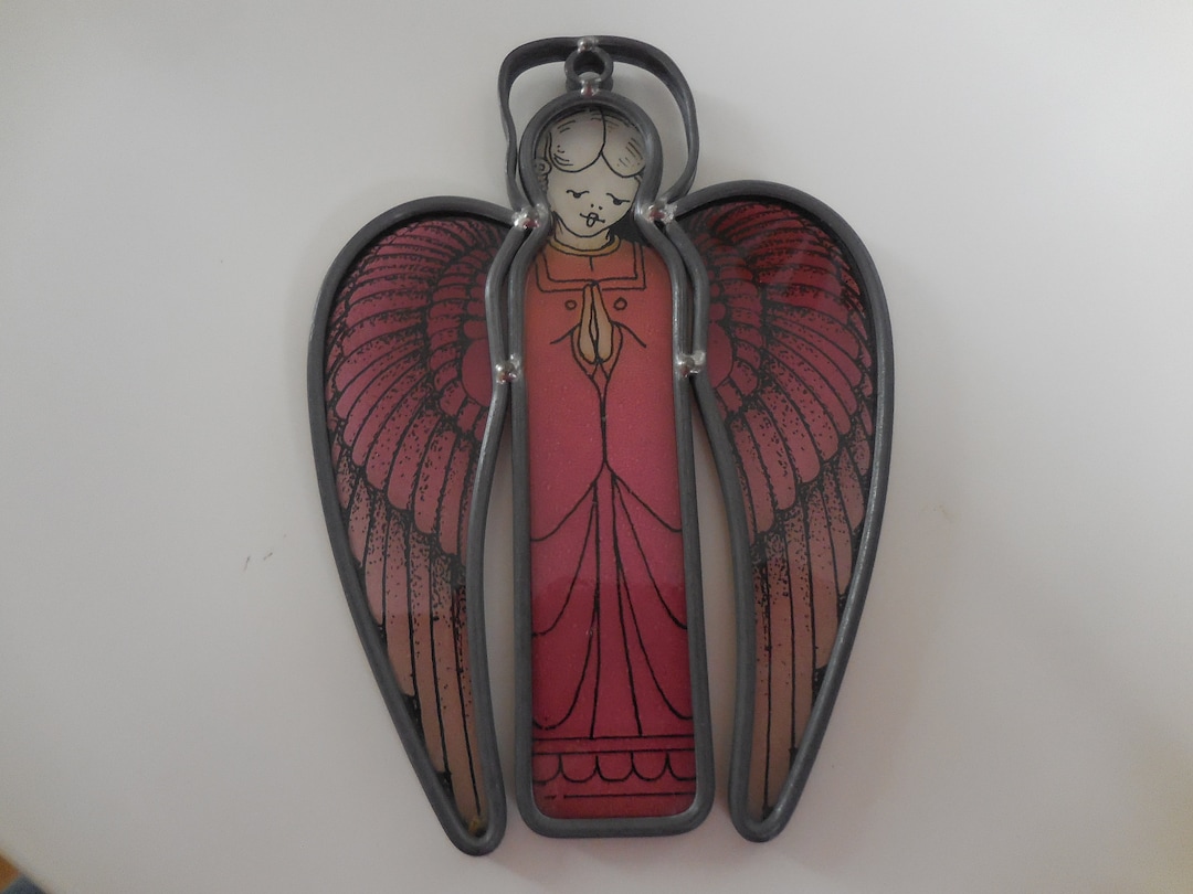 Tiffany Angel With Reverse Glass Painting Suncatcher Glass Art Window ...