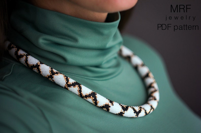 Pattern Bead Crochet Necklace PDF Pattern Python Pattern Snake Pattern ...