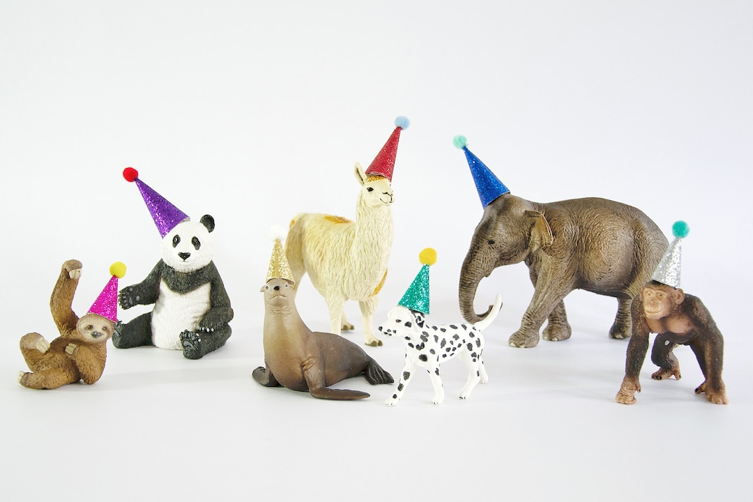 Mini Glitter Party Hats for Animal Figures, Mini Crowns for Animal Cake ...