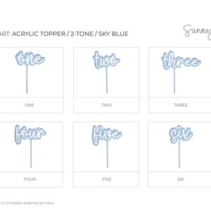 One-six 2-tone Acrylic Birthday Cake Topper - Sky Blue - Etsy
