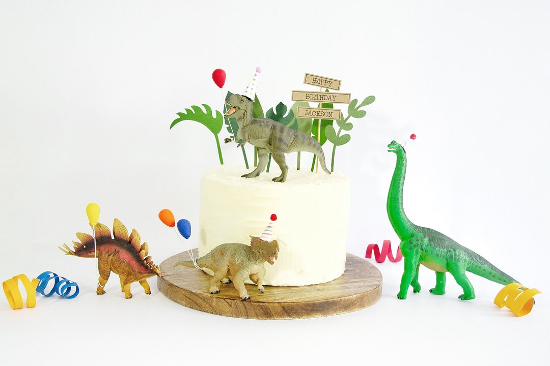 Dinosaur Cake Topper Kit, Dinosaur Party Mini Hats Cake Topper ...