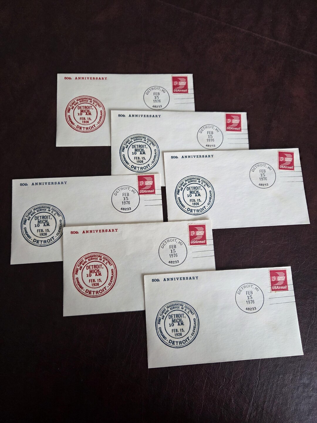 Six 50th Anniversary Envelopes Commemorating First Flight Air Mail ...