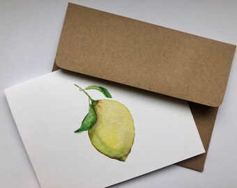 Lemons Note Card Set . Watercolor Lemon . Fruit Notecards . - Etsy