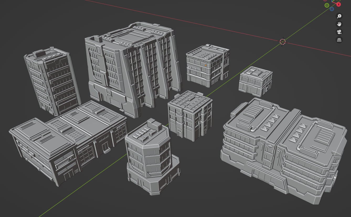 Stls (3D Print Files) for 8 Civilian Buildings Set for Alpha Strike and ...