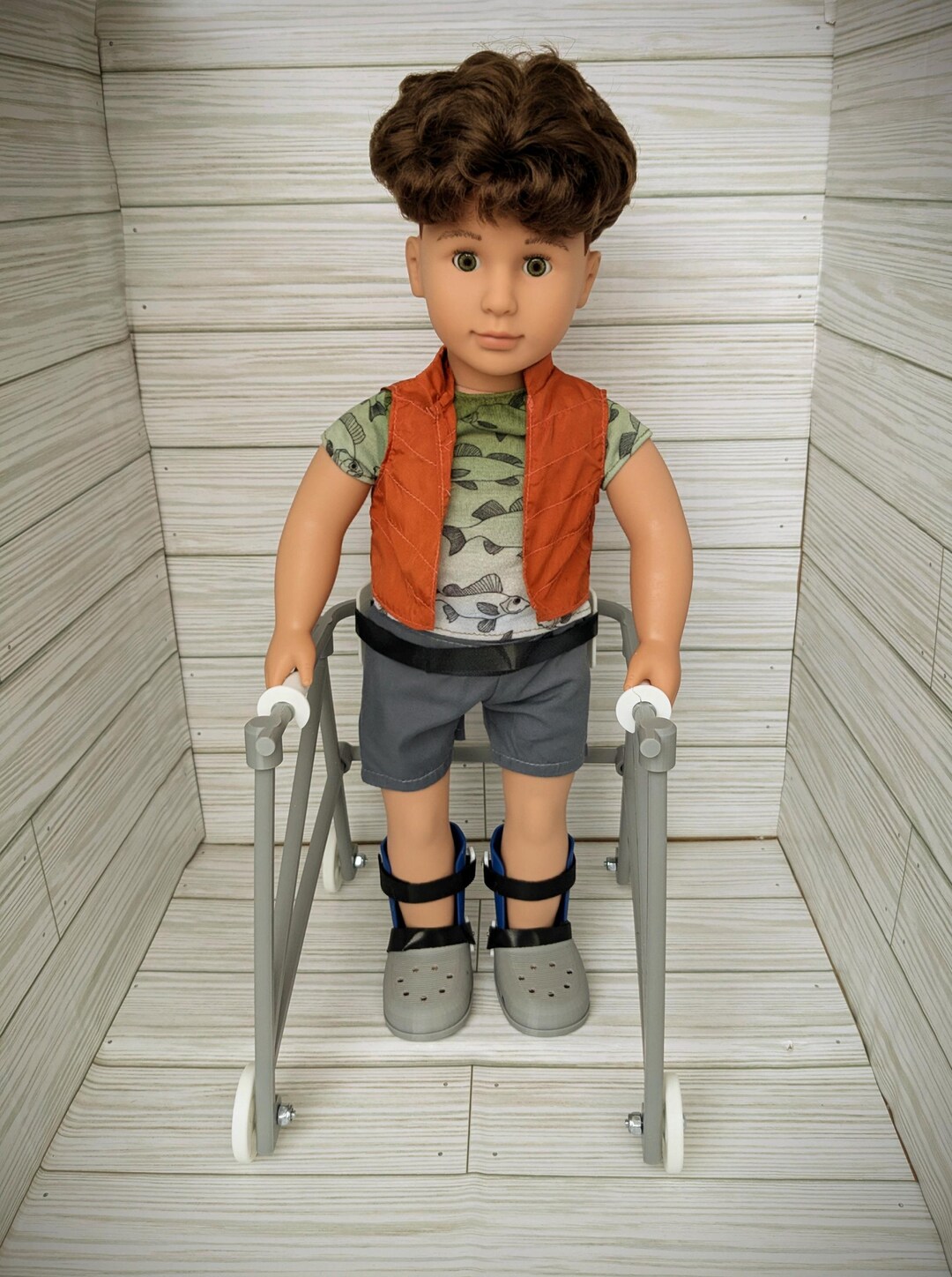 Gray 18-inch Doll Walker, Doll Gait Trainer, Doll Disability Walker ...