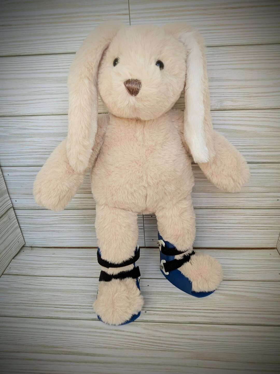Stuffed Bunny With Blue Afos; Plush Animal With Afos - Etsy