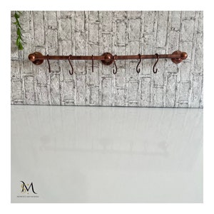 Copper Pot Rack Wall Mount for Kitchen With "s" Hooks - Brass Pot Rack ...