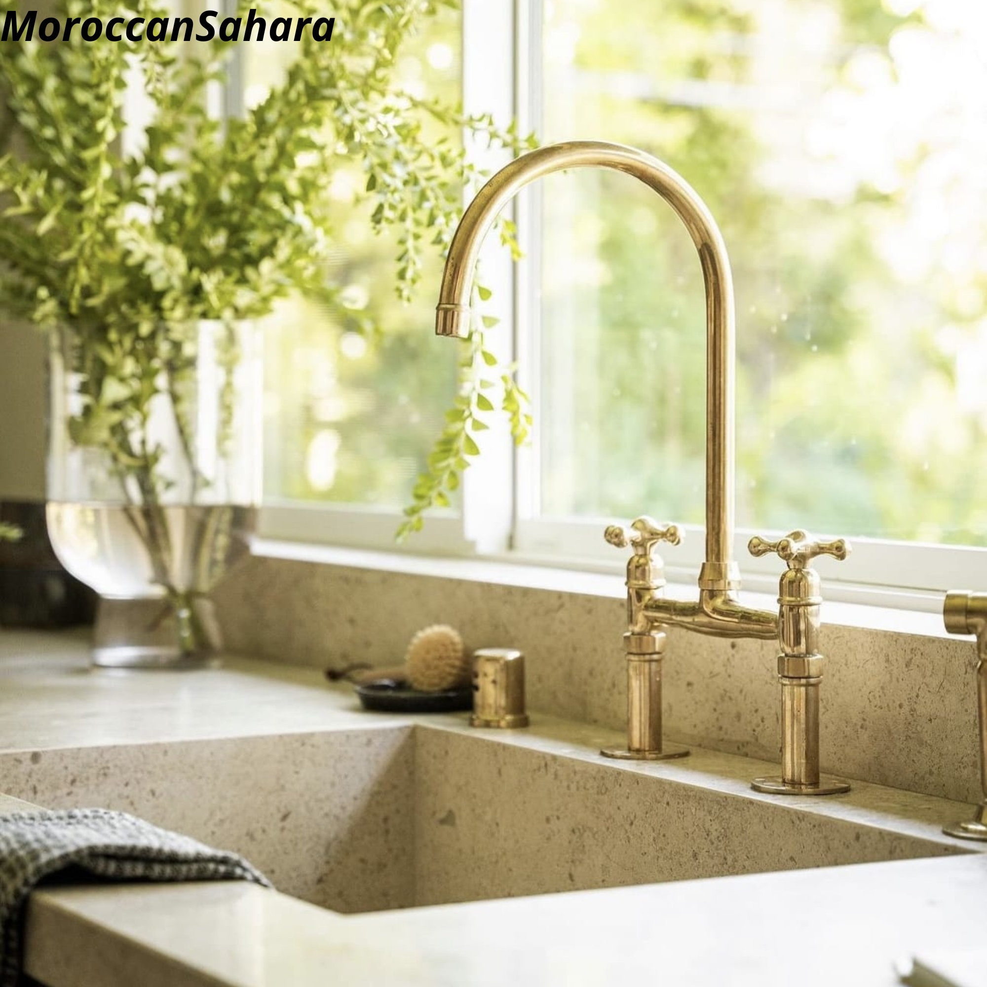 Unlacquered Brass Kitchen Faucet Antique Style Sink Faucet Solid Brass ...